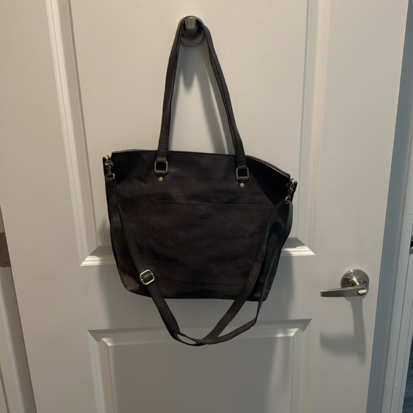 Born | Bags | Born Leather Tote Barely Used Grayblack Leather Worn Look ...